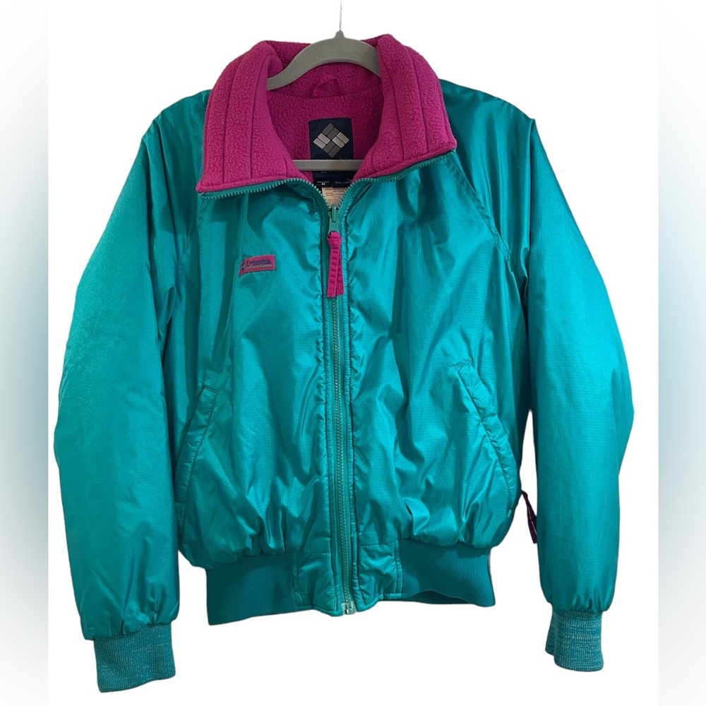Vintage Green & Pink 80s Columbia Puffer Jacket - Gem
